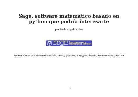 Pdf De Programación Sage Software Matemático Basado En Python Que