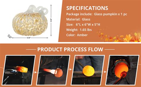 Glitzhome Fall Glass Pumpkin Decor Hand Blown Glass Pumpkin