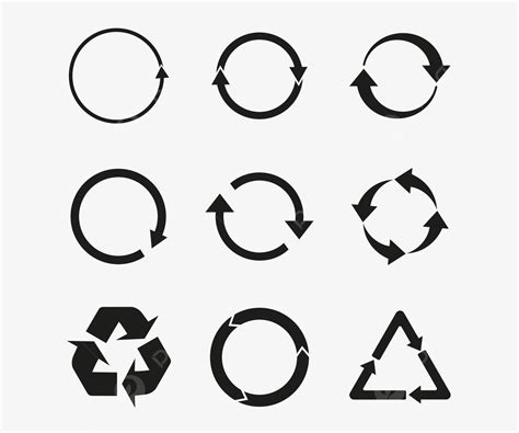 Vector Illustration Of Flat Design Recycling Icon With Refresh Arrows Vector Collection Round