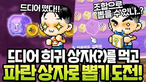 99는 못 먹어본 아이템을 먹었습니다ㅋㅋ 상자 2000개로 상급 알파벳 뽑기 메이플 광부의 삶 Youtube