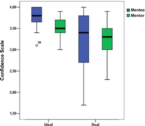 Confidence Scale Boxplot For Mentors And Mentees Considering The Real