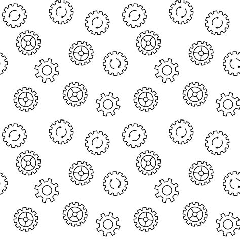 Vector Seamless Pattern Of Different Cogwheels Gears Setting Signs On White Background It Can