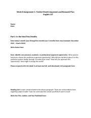 Week 8 Assignment 1 Worksheet 1 Docx Week 8 Assignment 1 Twelve Month Argument And Research