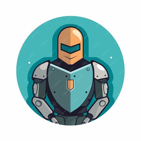 Premium Vector A Robot With A Shield On Its Chest