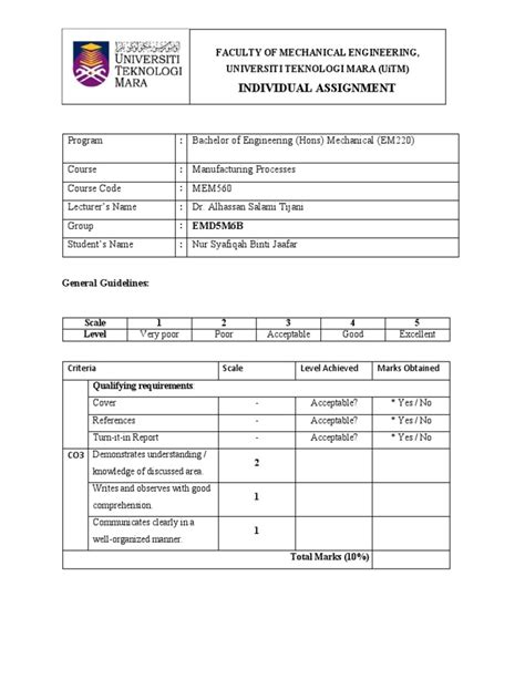 Nur Syafiqah Binti Jaafar 2019405402 6b Individual Assignment Pdf Electric Motor Lumber