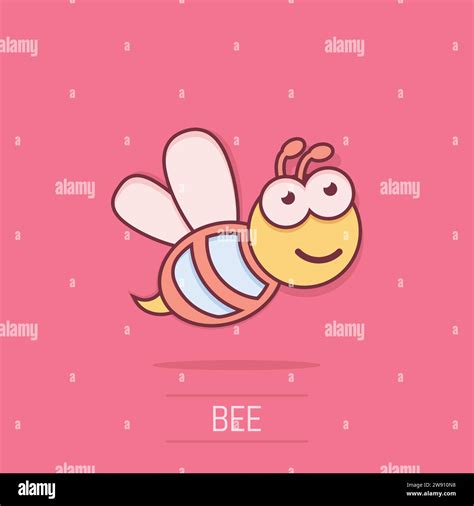 Vector Cartoon Bee Icon In Comic Style Wasp Insect Concept