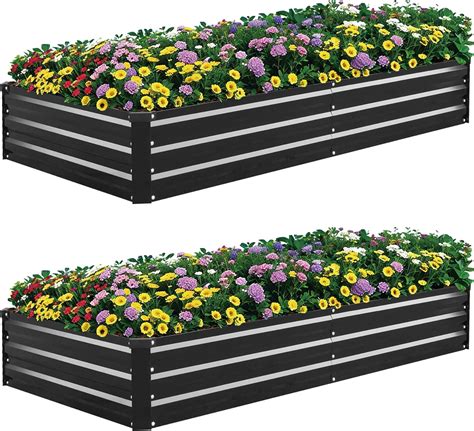 Sonfily 2 Pack 6×3×1ft Galvanized Metal Raised Garden Bed Metal
