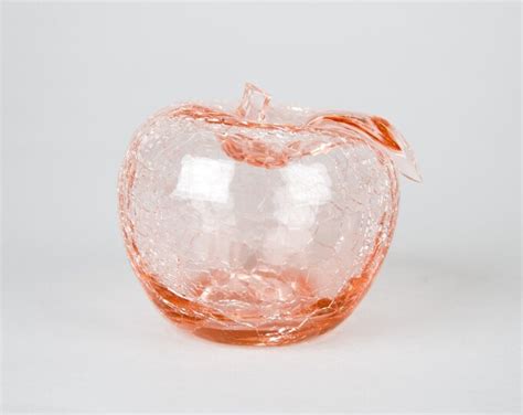 Blenko Pink Crackle Glass Apple Figurine Vintage Fruit Decor Etsy