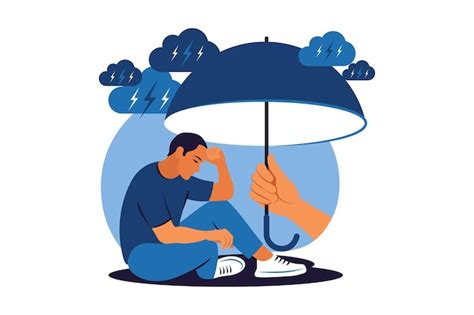 스트레스 심리 치료 및 정신 문제로 우울한 사람 지원 스트레스와 우울증 개념 벡터 그림 아래에 있는 사람들을 위한 지원