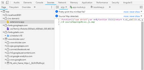 Google Chrome Debugging Openlayers 5 Application Using Source Map