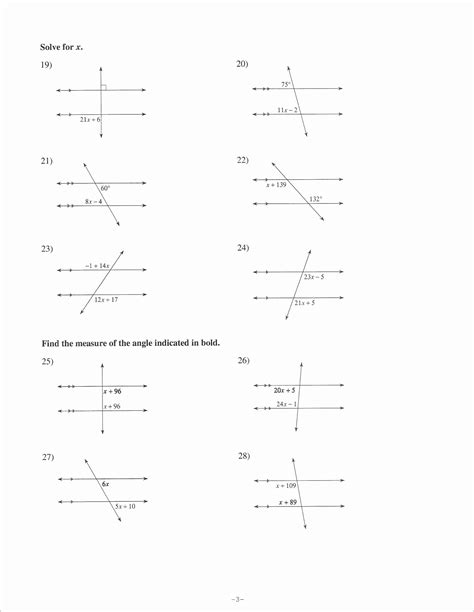 Transversal Lines Worksheet Equations Worksheets