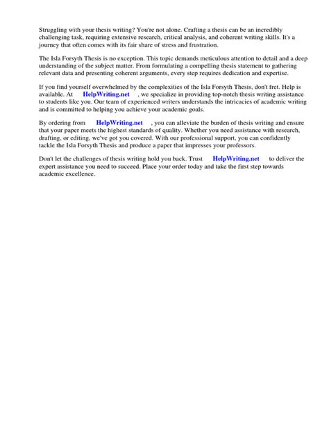 Isla Forsyth Thesis Pdf Thesis Communication