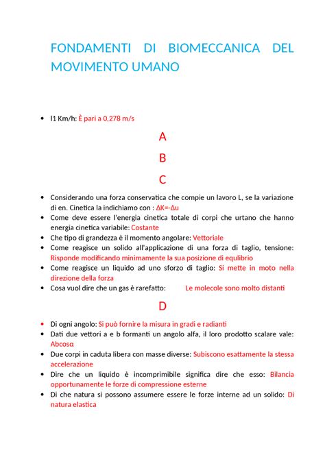 Test Con Inedite Fondamenti Di Biomeccanica Del Movimento Scienze
