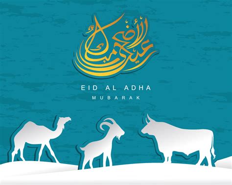 Arabic Calligraphic Text Of Eid Al Adha Mubarak For The Muslim