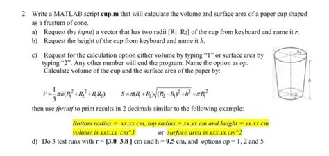 Solved 2 Write A Matlab Script Cupm That Will Calculate