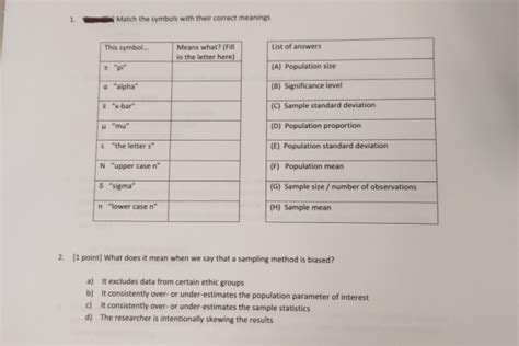 Solved Match The Symbols With Their Correct Meanings This Chegg Com