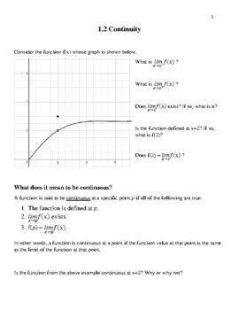 Calculus Notes Continuity By Caleb Huddleston TPT