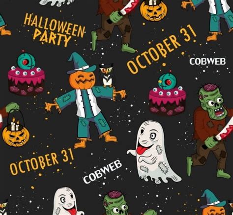 할로윈 패턴 유령 좀비 악마 캐릭터 장식 Ai Eps Uidownload