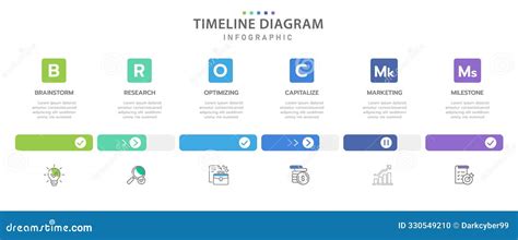 Infographic 6 Topic Steps Modern Timeline Diagram Calendar