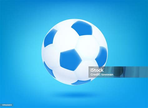 파란색 배경에 파란색과 흰색 가죽 축구 공 아이콘 3d 벡터 일러스트 레이 션 0명에 대한 스톡 벡터 아트 및 기타 이미지 0명 3차원 형태 가죽 Istock