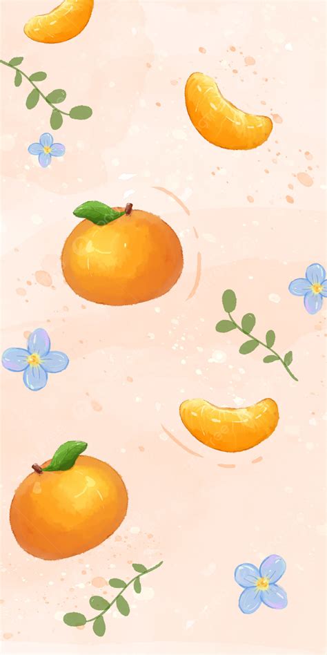 작은 오렌지 수채화 모바일 벽지 배경 수채화 주황색 작은 꽃 배경 일러스트 및 사진 무료 다운로드 Pngtree
