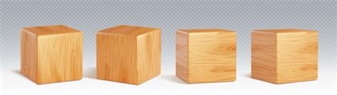 Free Vector 3d Wood Cube Block To Play Game Realistic Vector