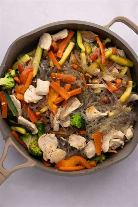 Easy Glass Noodles Stir Fry With Chicken Begin With Balance