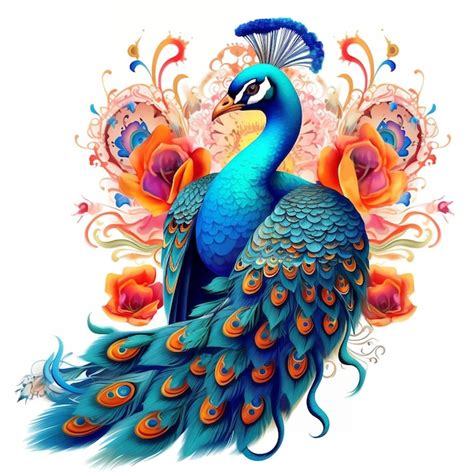 Premium Ai Image Vintage Peacock Colorful With Glossy Colors