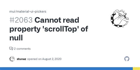 Cannot Read Property Scrolltop Of Null · Issue 2063 · Muimaterial
