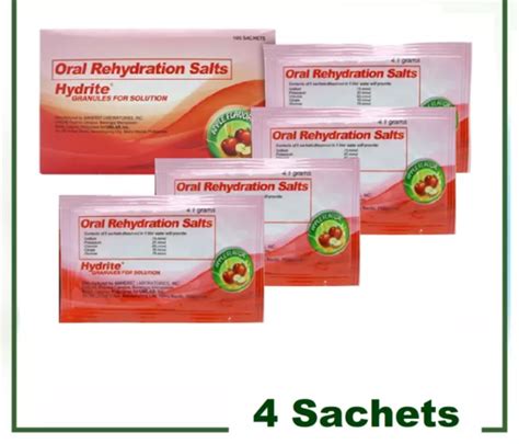 Hydrite Oral Rehydration Salts 4 Sachets Apple Flavor Electrolyte