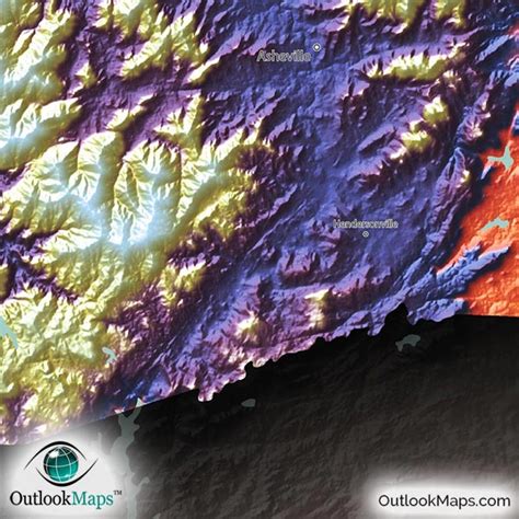 Topographic Map Of North Carolina Map