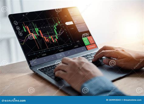 Technical Price Graph And Indicator Red And Green Candlestick Chart On