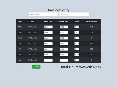 Javascript Timesheet Calculator — Codehim