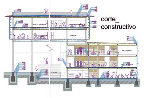 Constructive Sectional Details Of College Building Dwg File Cadbull