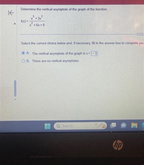 Solved K Determine The Vertical Asymptote Of The Graph Of