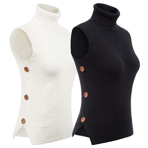 니트 탑 여성 뜨개질 풀오버 터틀넥 탱크 자르기 탑스 소녀 민소매 짧은 티셔츠풀오버 Aliexpress