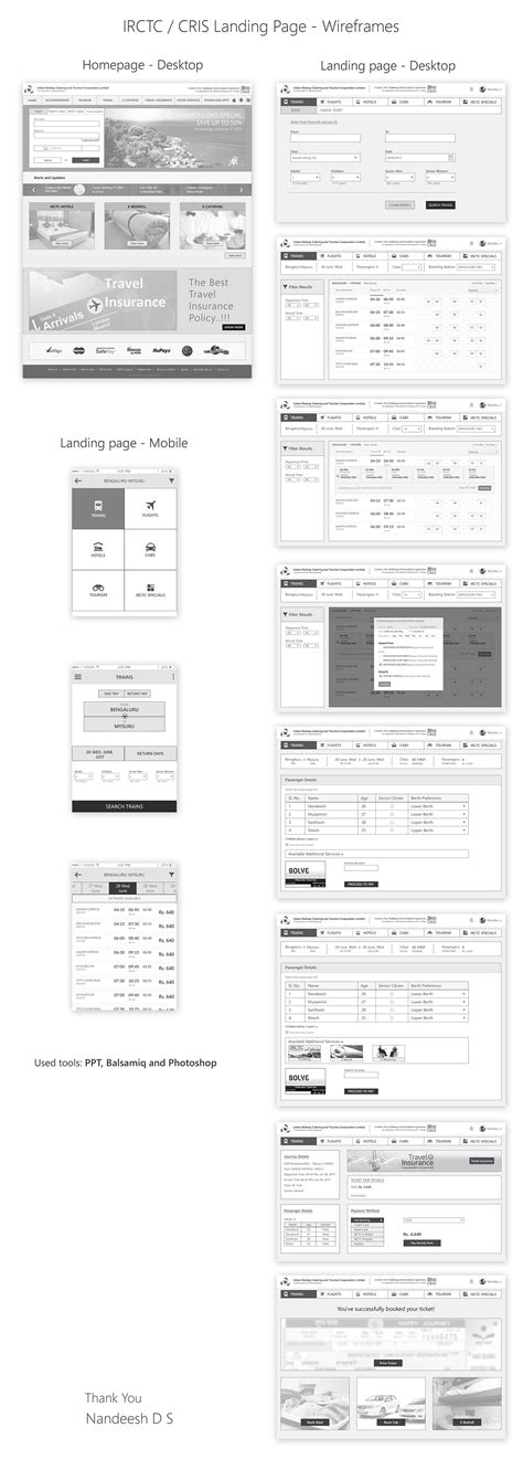 Irctc Cris Landing Pages Wireframes Ux Design Behance