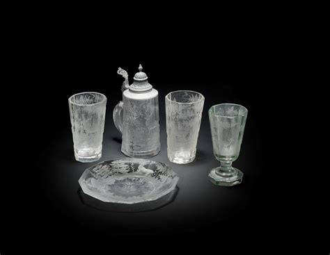 Bonhams A Collection Of Bohemian Crystal Glass Items All Engraved