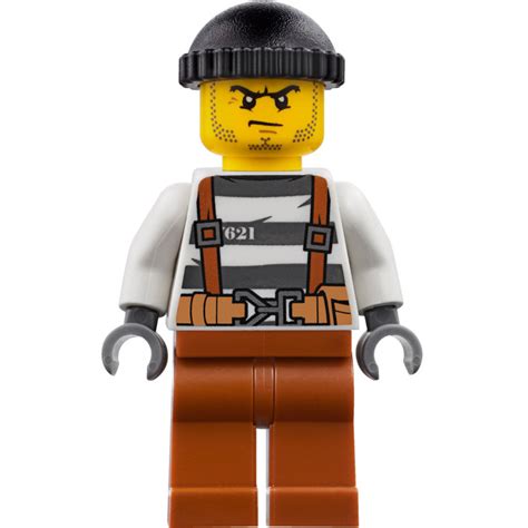 Lego Prisoner Met Stubble Riem Suspenders En Dark Orange Poten