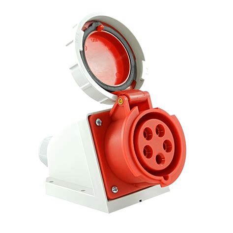 91643 CEE Aufbau Wandsteckdose 16A 400V IP67 Mit Klappdeckel