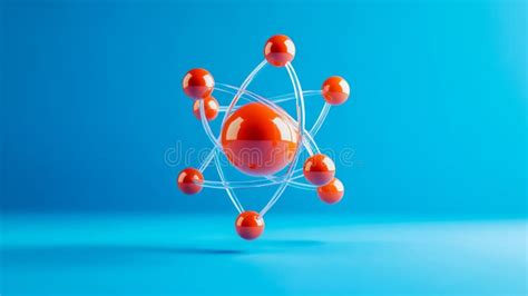 Atom Representation Showing Electrons Orbiting Around Nucleus On Blue