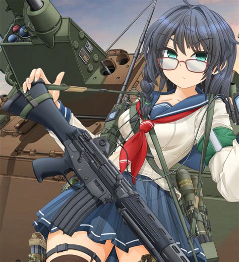 Mikeran Mikelan Type 89 Ifv Japan Self Defense Force Original Turret Highres 1girl