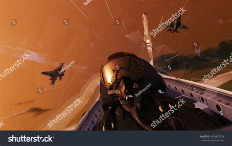 Missile Over Jet Fighter Pilot Cockipt Stock Illustration 1609827733