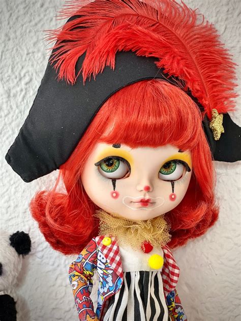 Icy Blythe Clown Custom Blythe Doll Ruby Ooak Blythe Circus Etsy