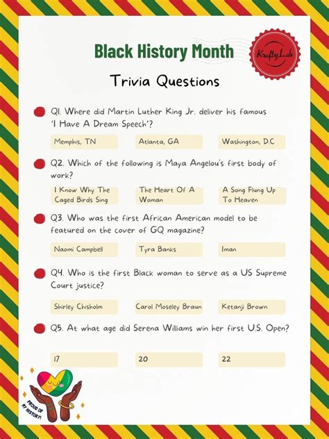 Free Printable Black History Trivia Questions And Answers Free