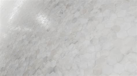 Hexagonal Marble Glossy Tile Texture Dusky White Poliigon