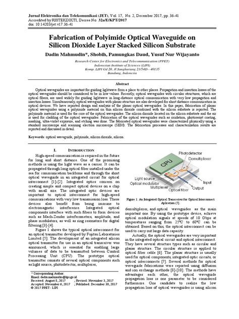 Fabrication Of Polyimide Optical Waveguide On Silicon Dioxide Layer Stacked Silicon Substrate