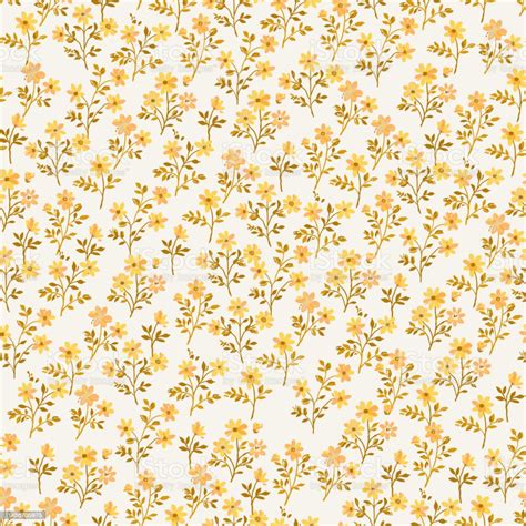 明るい背景に小さな咲く黄色とオレンジの花を持つシームレスなパターン まぶしいのベクターアート素材や画像を多数ご用意 まぶしい