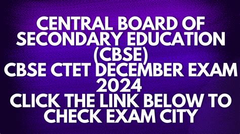 CTET December 2024 Primary And Junior Level Exam Check Exam City For