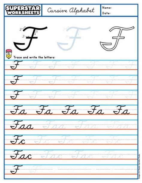 Cursive F Superstar Worksheets